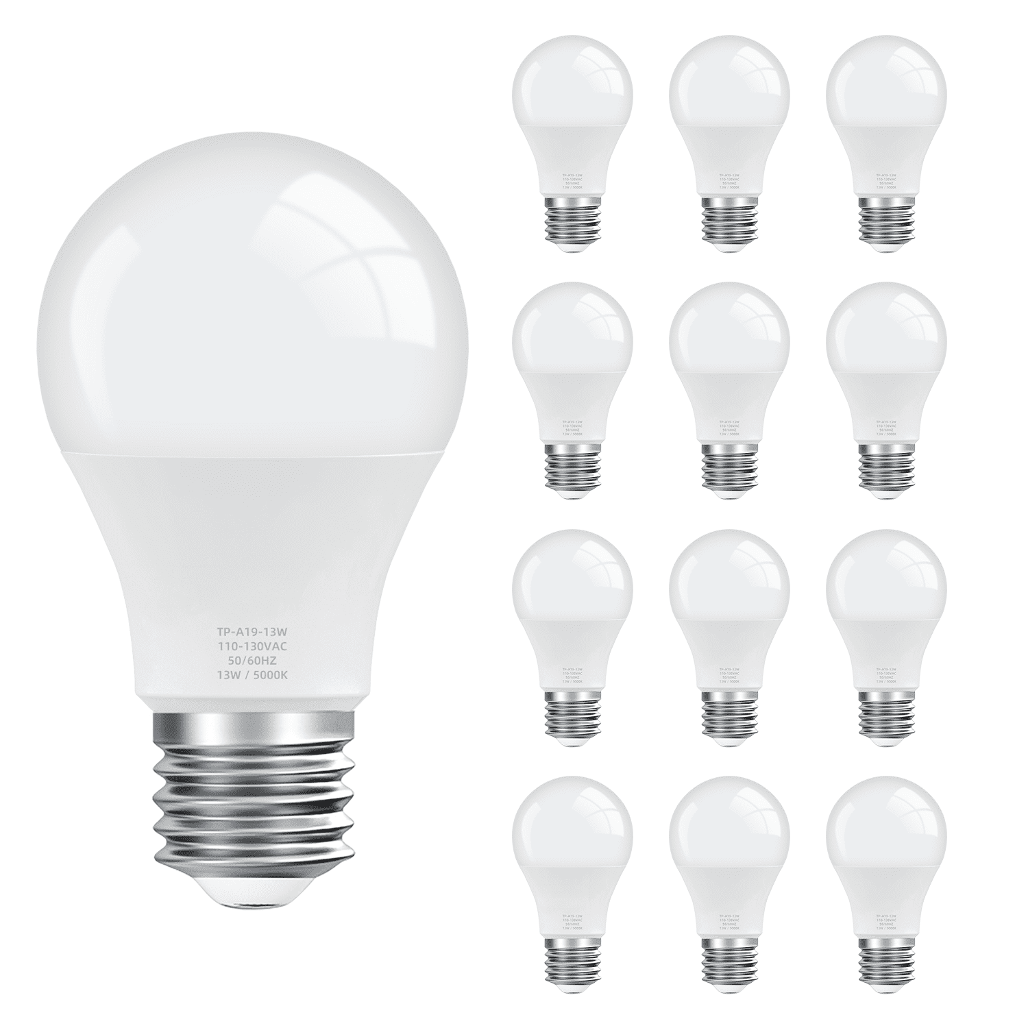 12 Pack 13W A19 LED Light Bulbs, 100 Watt Equivalent LED Bulbs, 5000K Daylight LED Bulbs, 1500LM ...