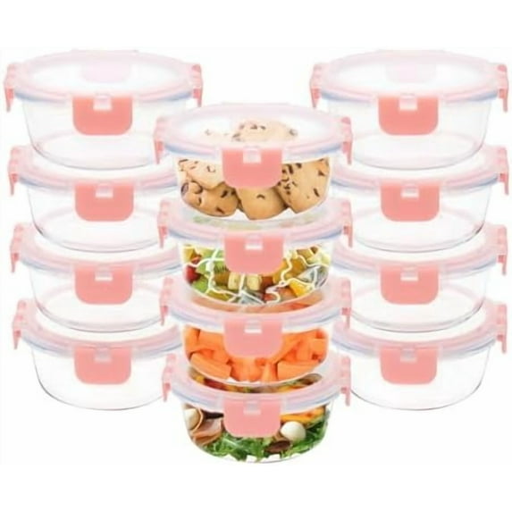 12 Pack 13oz Small Glass Food Storage Containers with Lids Airtight ...