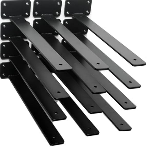 12 Pack - 14 inch Black Hidden L Shelf Bracket (1/5 Inch Thicked) Iron ...