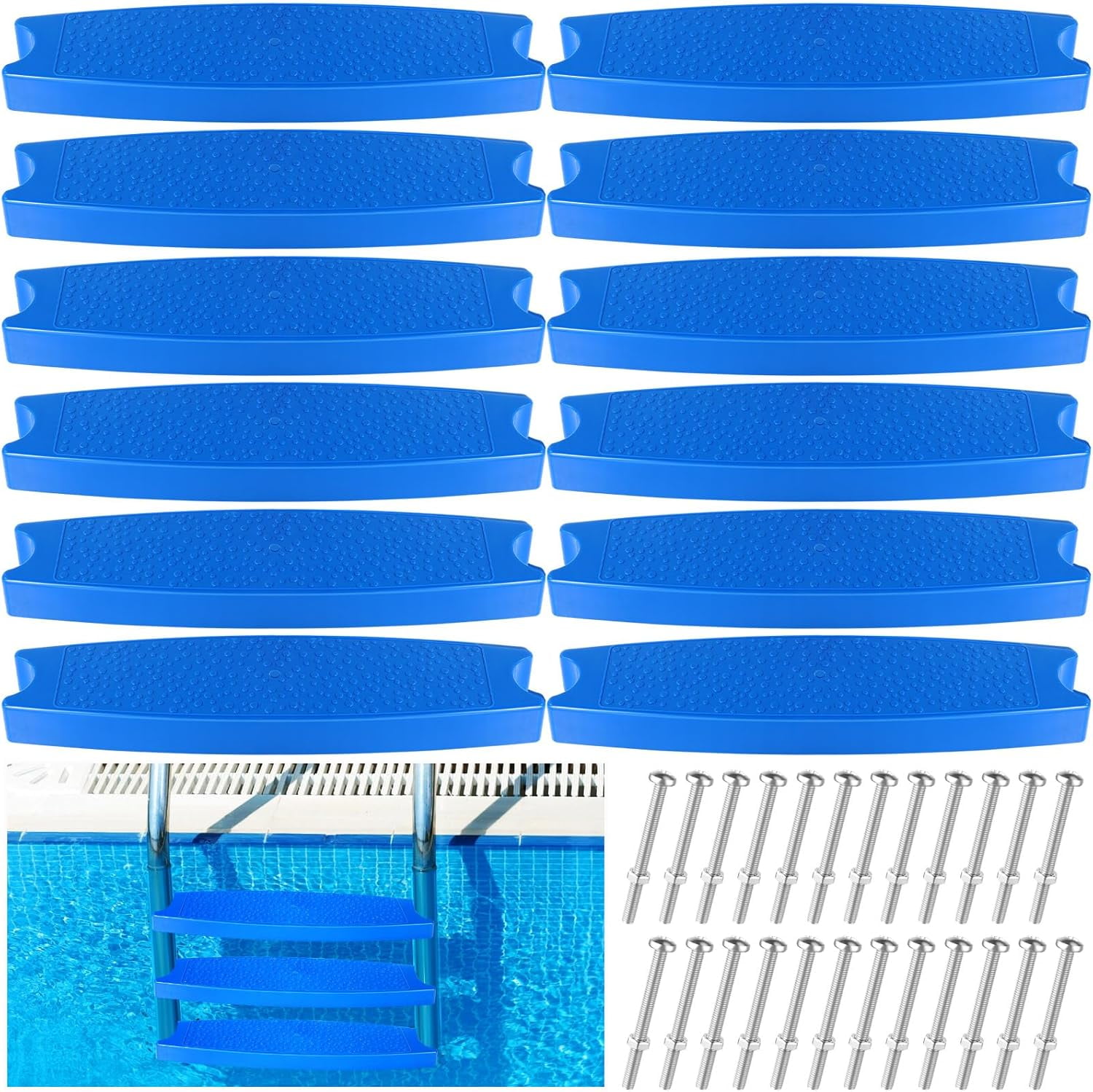 12 Pack 18'' Pool Ladder Steps Replacement Bulk, Universal Swimming ...
