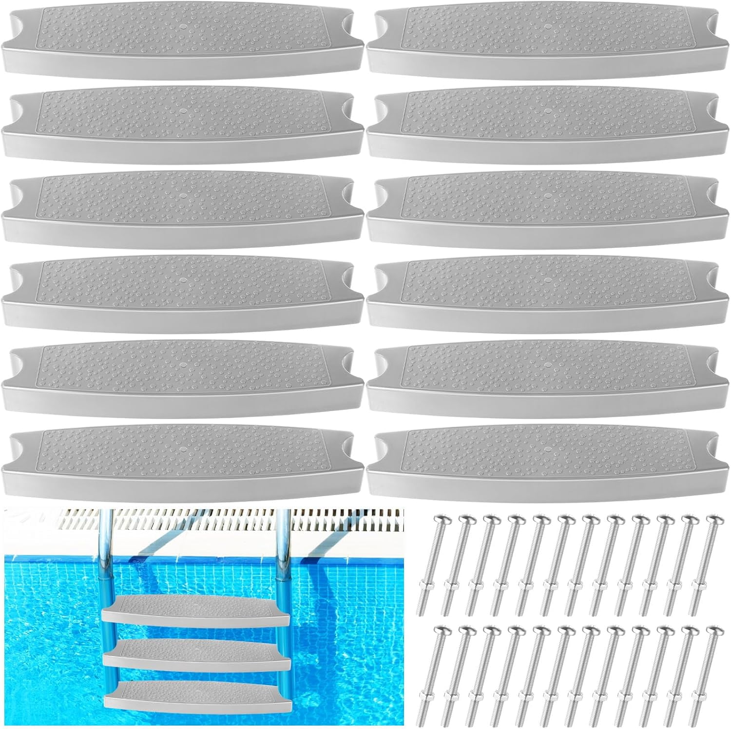 12 Pack 18'' Pool Ladder Steps Replacement Bulk, Universal Swimming ...