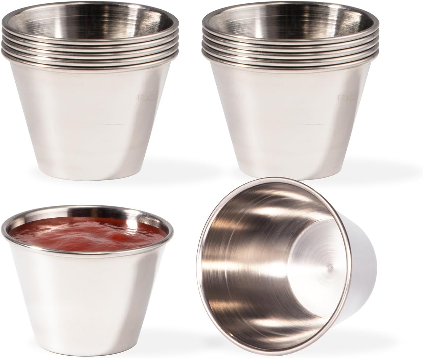 [12 Pack 2.5 oz Stainless Steel Dipping Sauce Cups, Reusable Metal ...