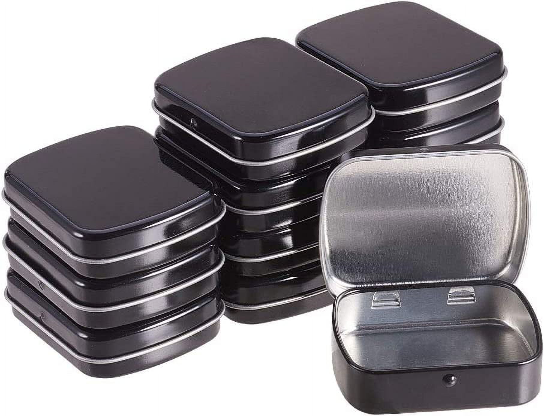 12 Pack 2.5x2x0.6 Black Rectangular Metal Hinged Tins Storage ...