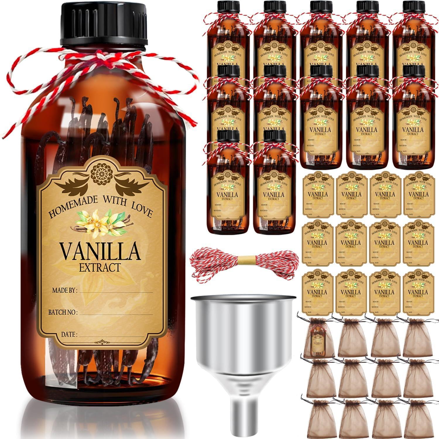 12 Pack 2 Ounce Boston Round Bottles with Caps Brown Vanilla Extract ...