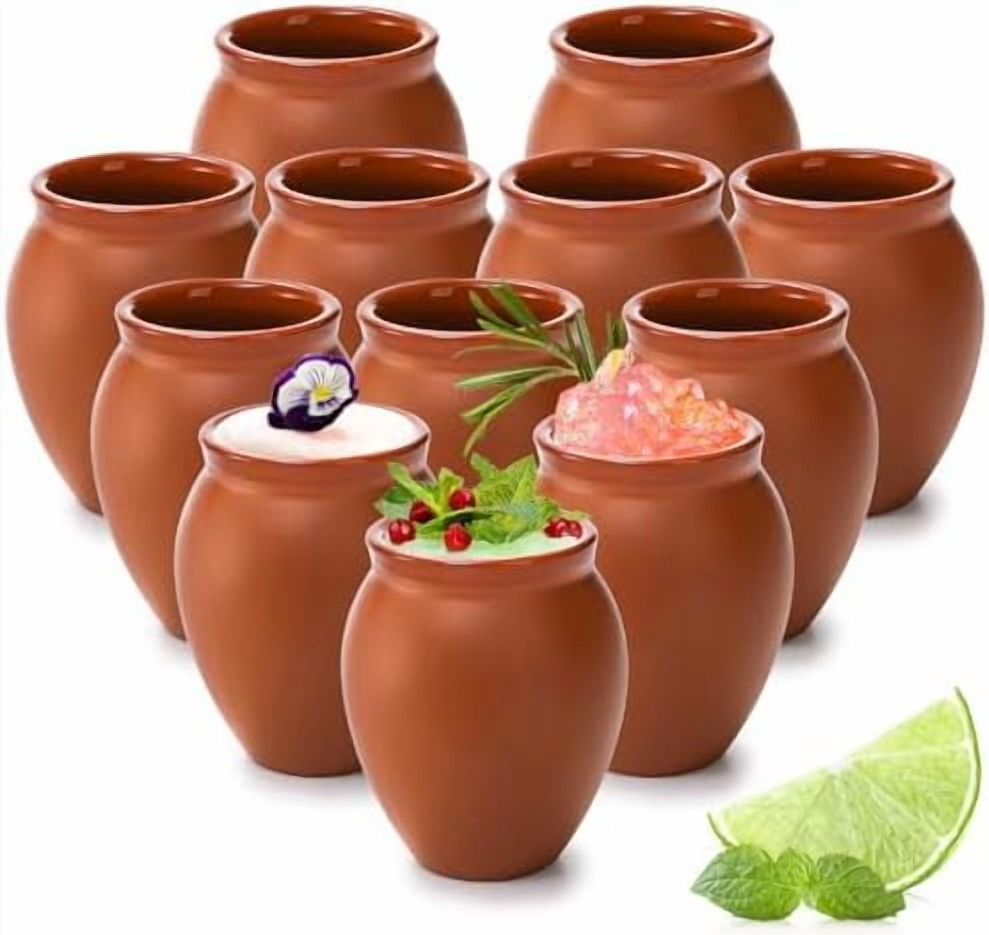 12 Pack 2 oz Mexican Cantaritos de Barro Pottery Shot Glasses, Mini ...