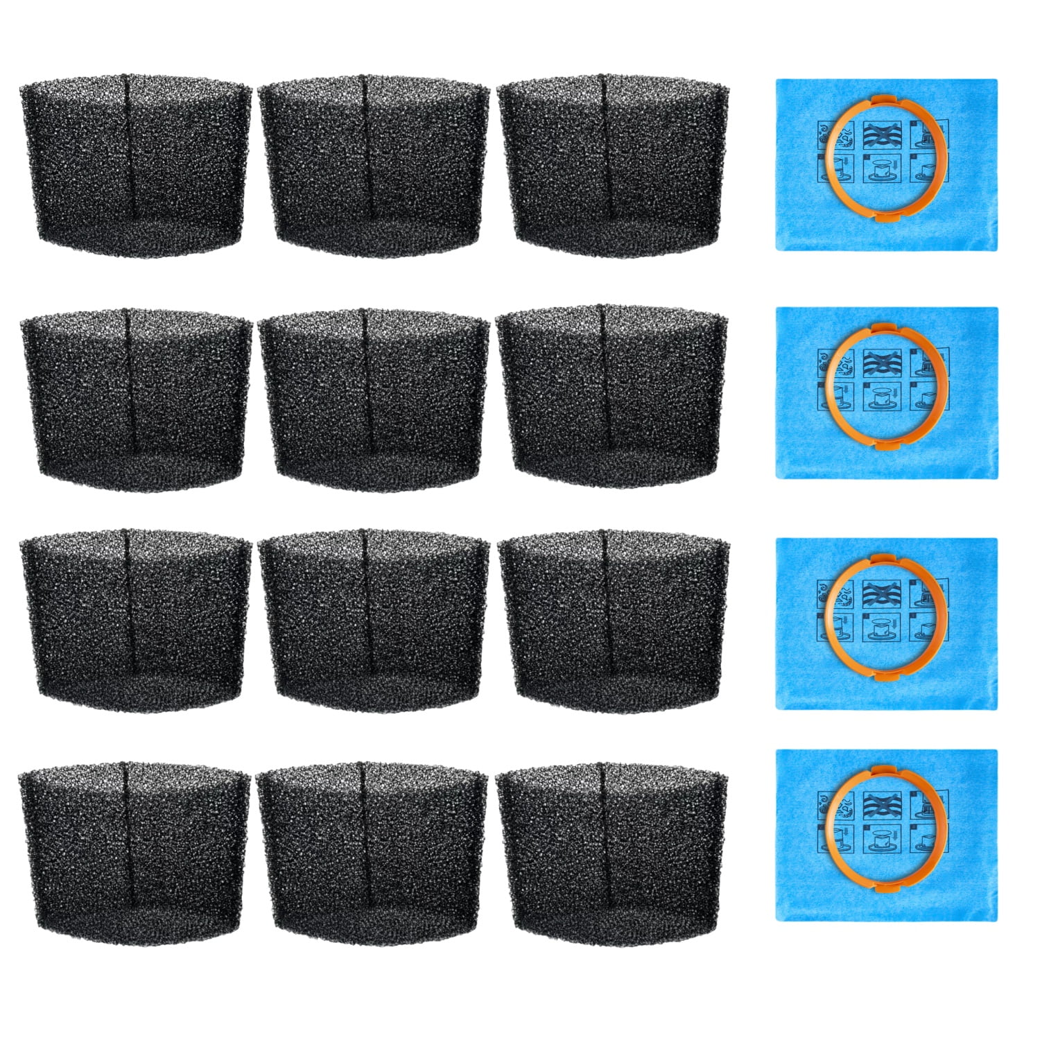 12-Pack 20-1200A Universal Foam Filter ,4-Pack 20-1100N Cloth Filter ...
