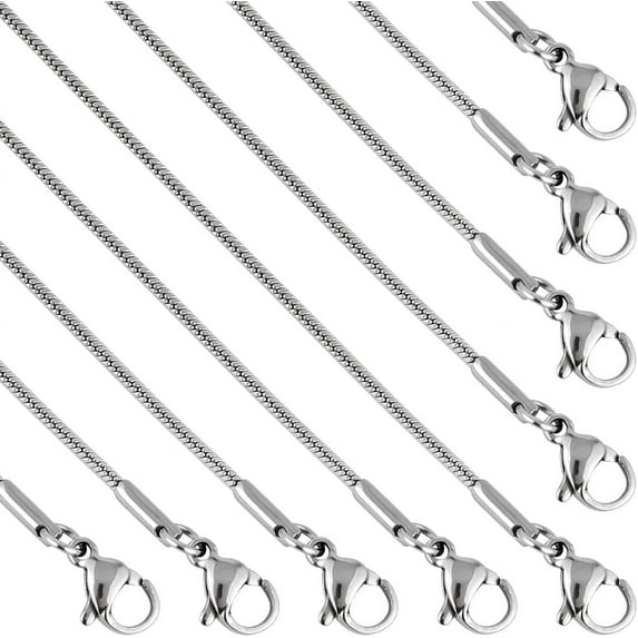 12 Pack 20 INCH/ 0.5M 1mm Stainless Steel Snake Chain Necklace Making ...
