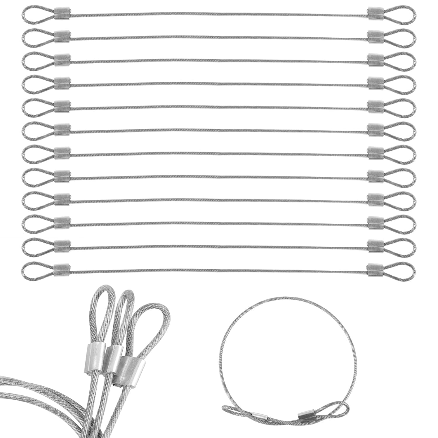 12 Pack 20 Inch Vinyl Coated Stainless Steel Cable 1/8 inch (3 mm ...