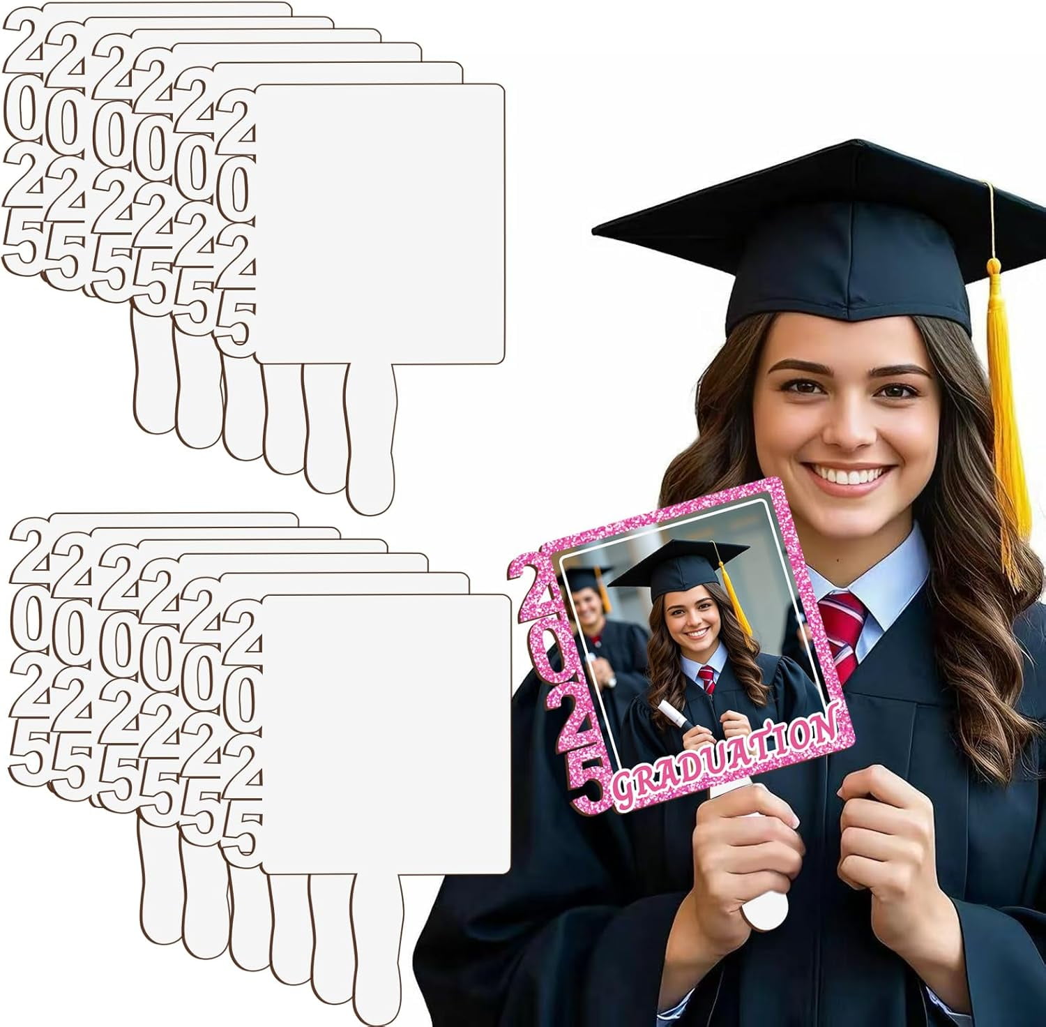 12 Pack 2025 Sublimation Graduation Fans Blank, 12"x8" Sublimation ...
