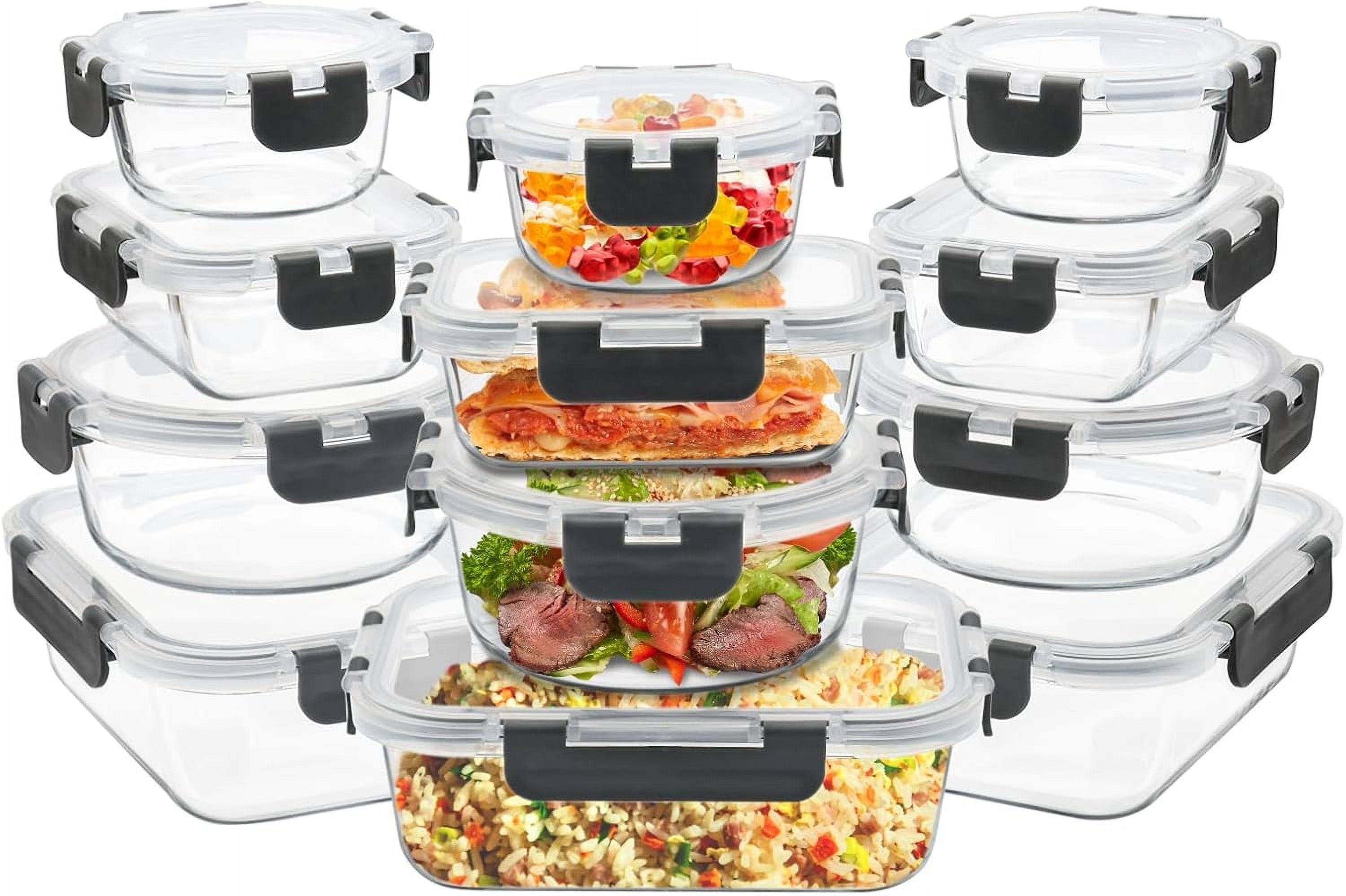 12 Pack 22oz Glass Meal Prep Containers, Food Storage Containers with Lids, Air-Tight, Leak ...