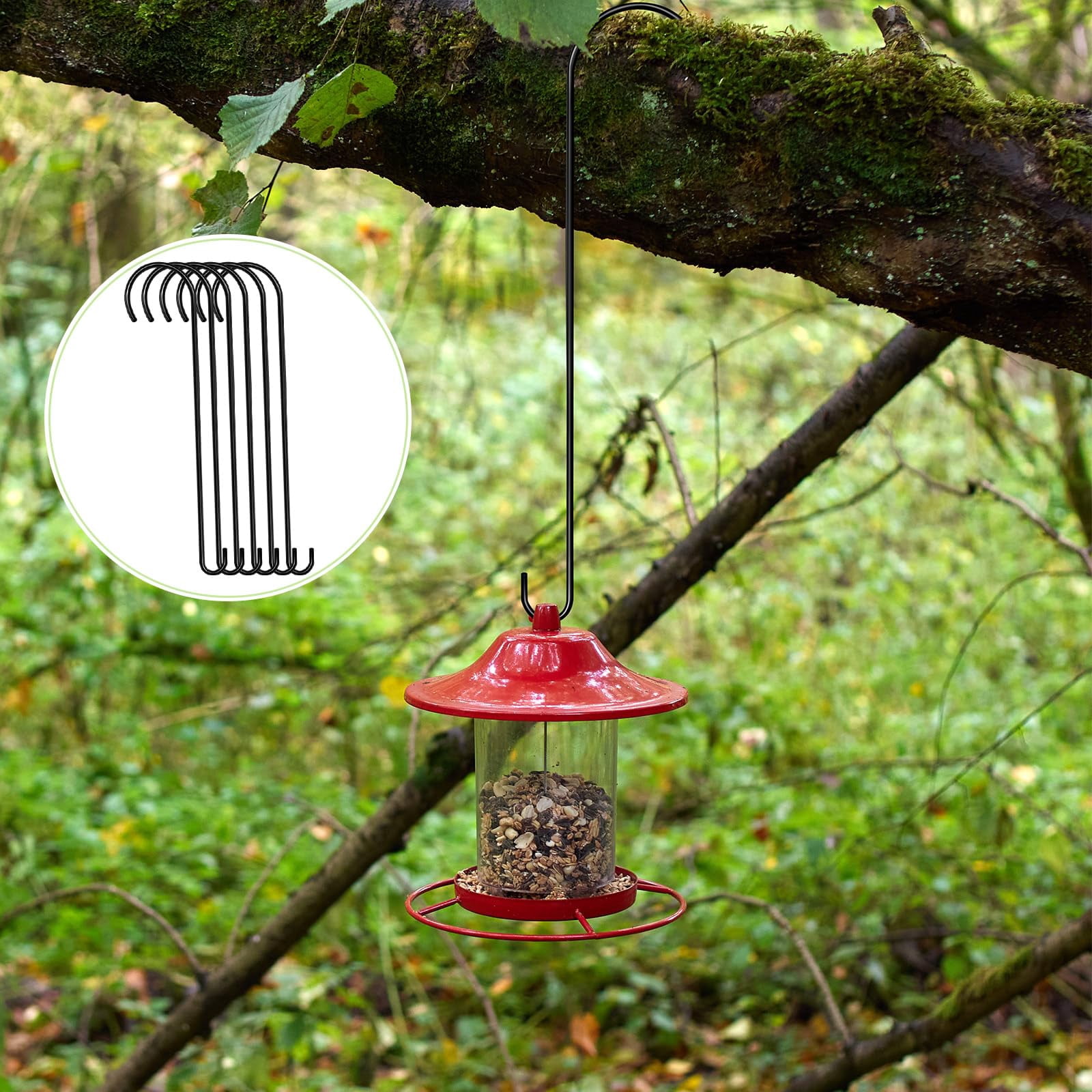 12 Pack 24 Inch Black Metal Garden Hooks For Hanging Plants, Bird ...