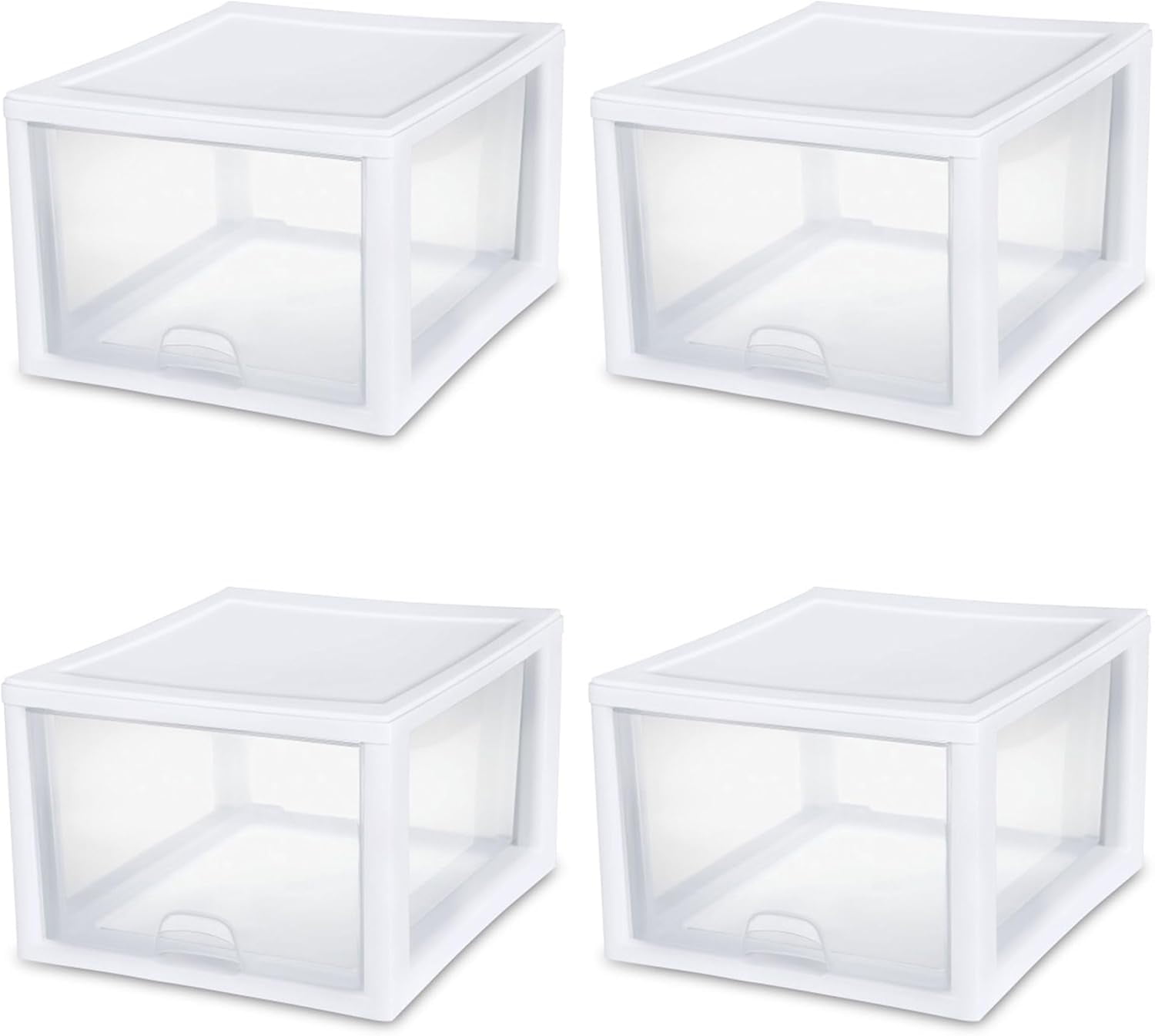 12-Pack 27 Quart Stacking Drawer, Clear Storage Closet Organizer, White ...