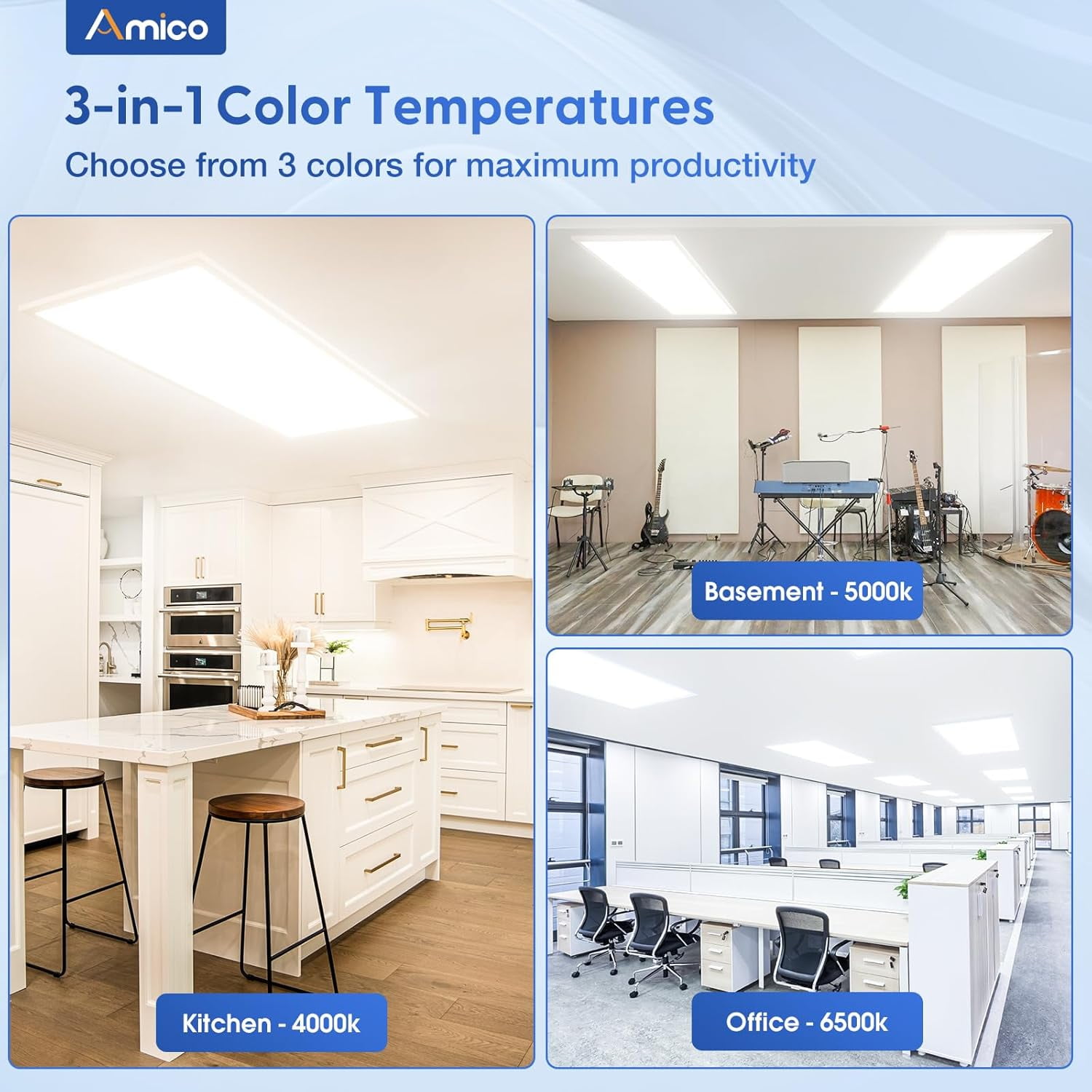 12 Pack 2x4 LED Flat Panel Light Fixture 50W Dimmable 0-10V 3CCT Office ...