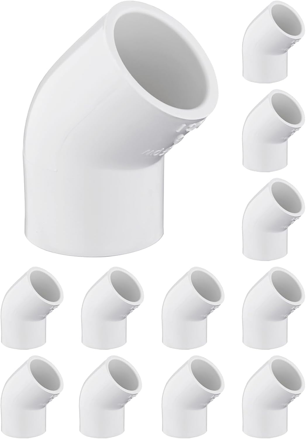 12-Pack 3/4 inch 45 Degree Elbow PVC Fitting, 2 Way Furniture Grade ...