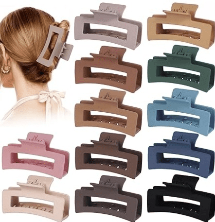 12 Pack 3.5 Inch Matte Square Hair Claw Clips for Women, Strong Hold ...