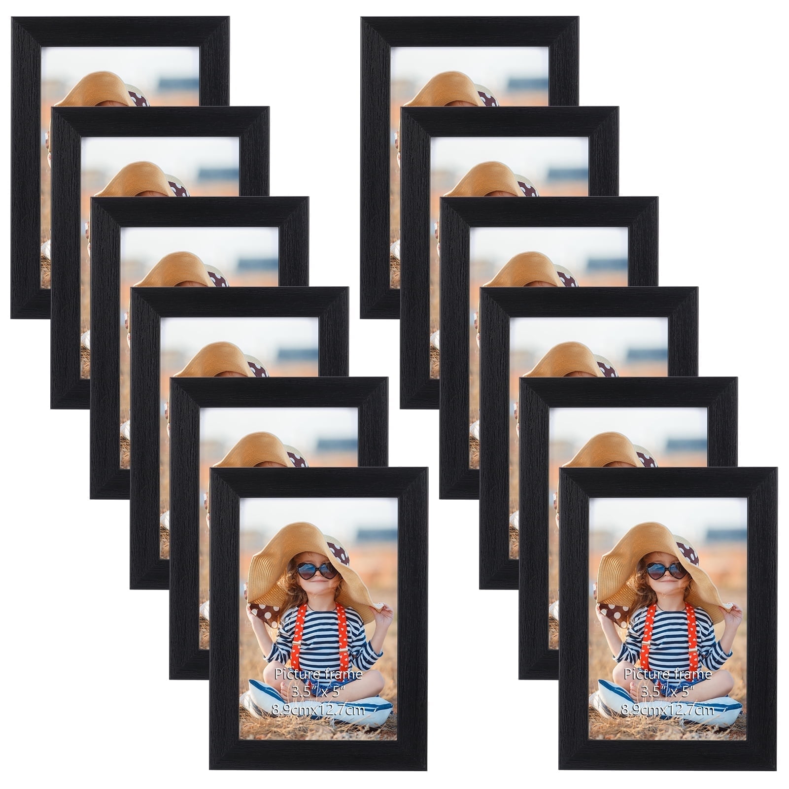 12 Pack 3.5x5 Black Plastic Frame Set, Desktop/Wall Mount, Perfect for ...