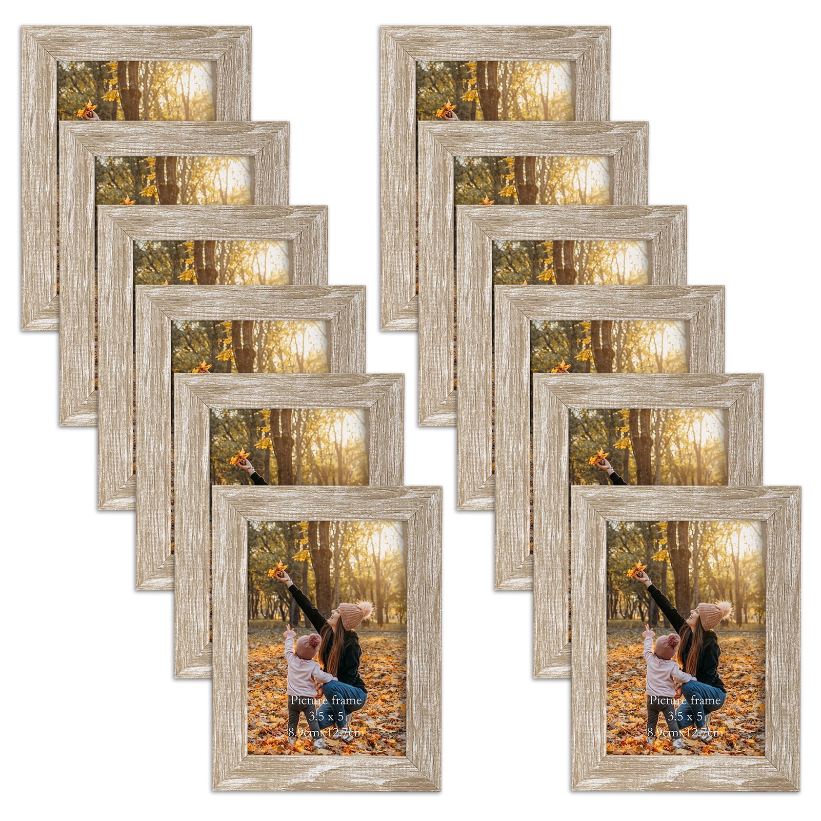 12 Pack 3.5x5 Picture Frames Set, Distressed White Beige, Rustic ...