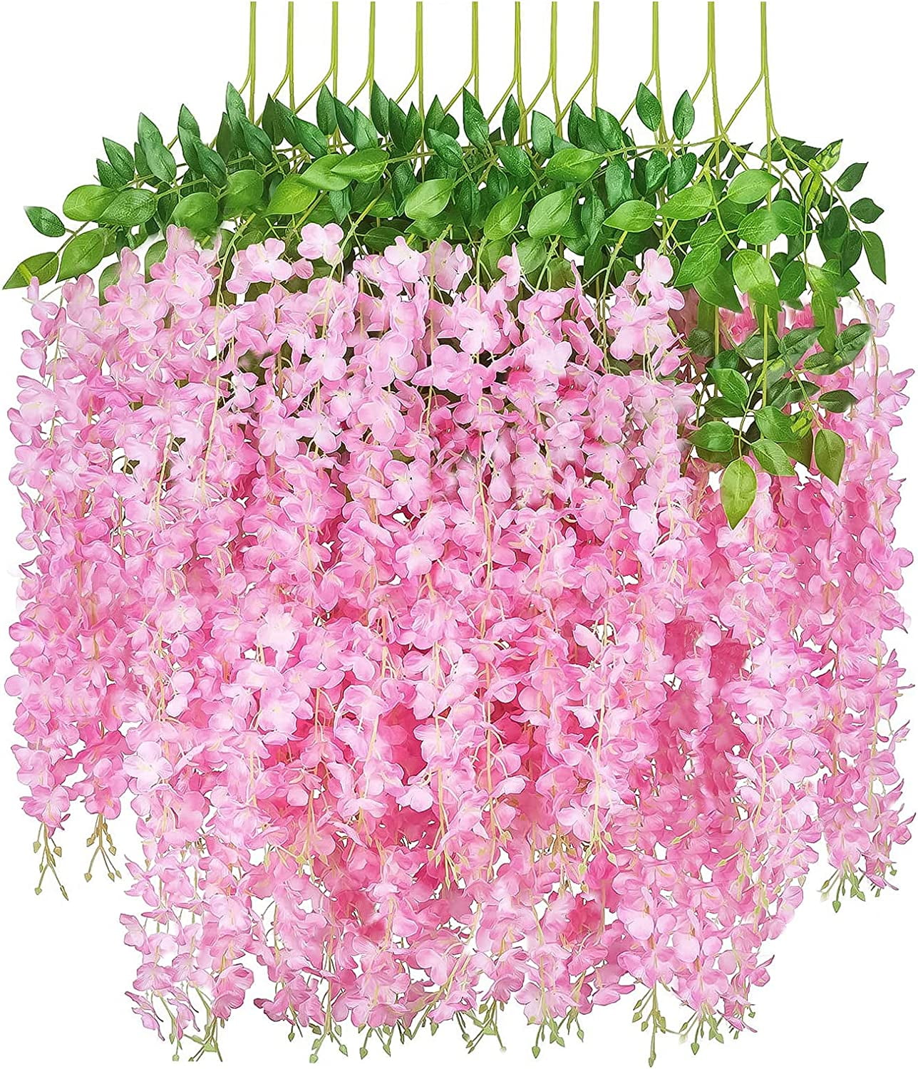 12 Pack 3.6 Feet Wisteria Hanging Flowers, Artificial Fake Wisteria ...