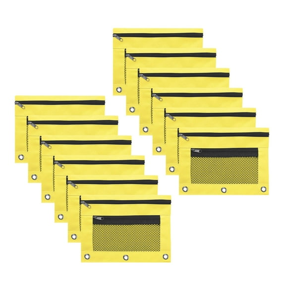12-Pack 3-Hole Binder Pencil Cases, Bulk Storage Pouches for Teachers ...