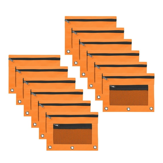12-Pack 3-Hole Binder Pencil Cases, Bulk Storage Pouches for Teachers ...