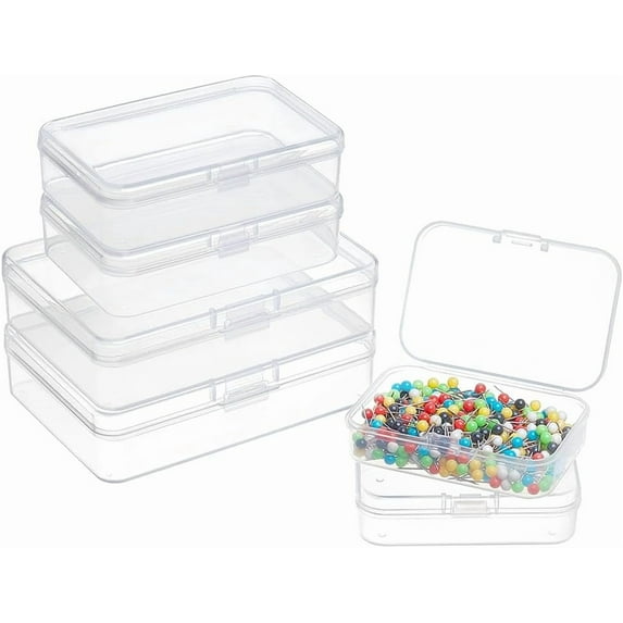 12 Pack 3 Mixed Sizes Rectangular Clear Plastic Bead Storage Box with ...