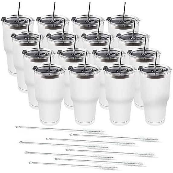 12 Pack 30oz Travel Mug, Powder Coated Stainless Steel Vacuum Double ...