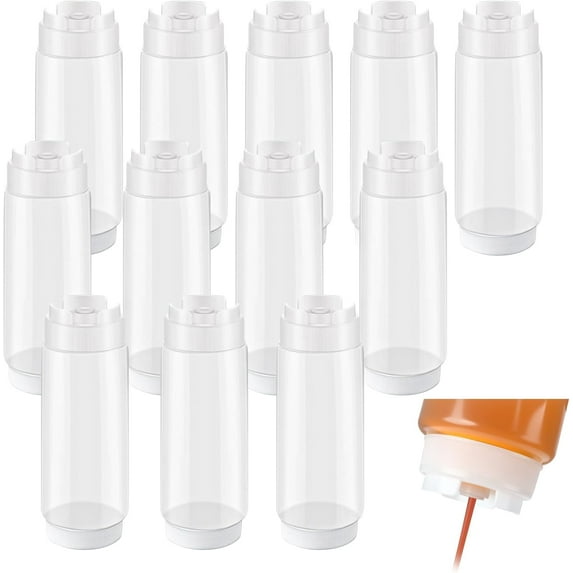 12 Pack 32 oz Condiment Squeeze Bottles for Restaurant Large Plastic Sauce Squeeze Bottles ...