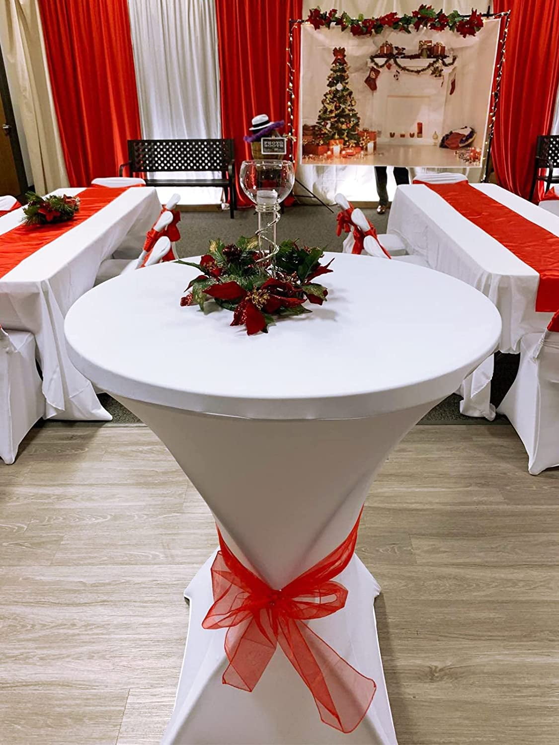 12 Pack 32x43 Inch Highboy Spandex Cocktail Table Cover White, Fitted ...