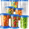12 Pack 34 oz Plastic Freezer Storage Containers with Twist Top Lids ...