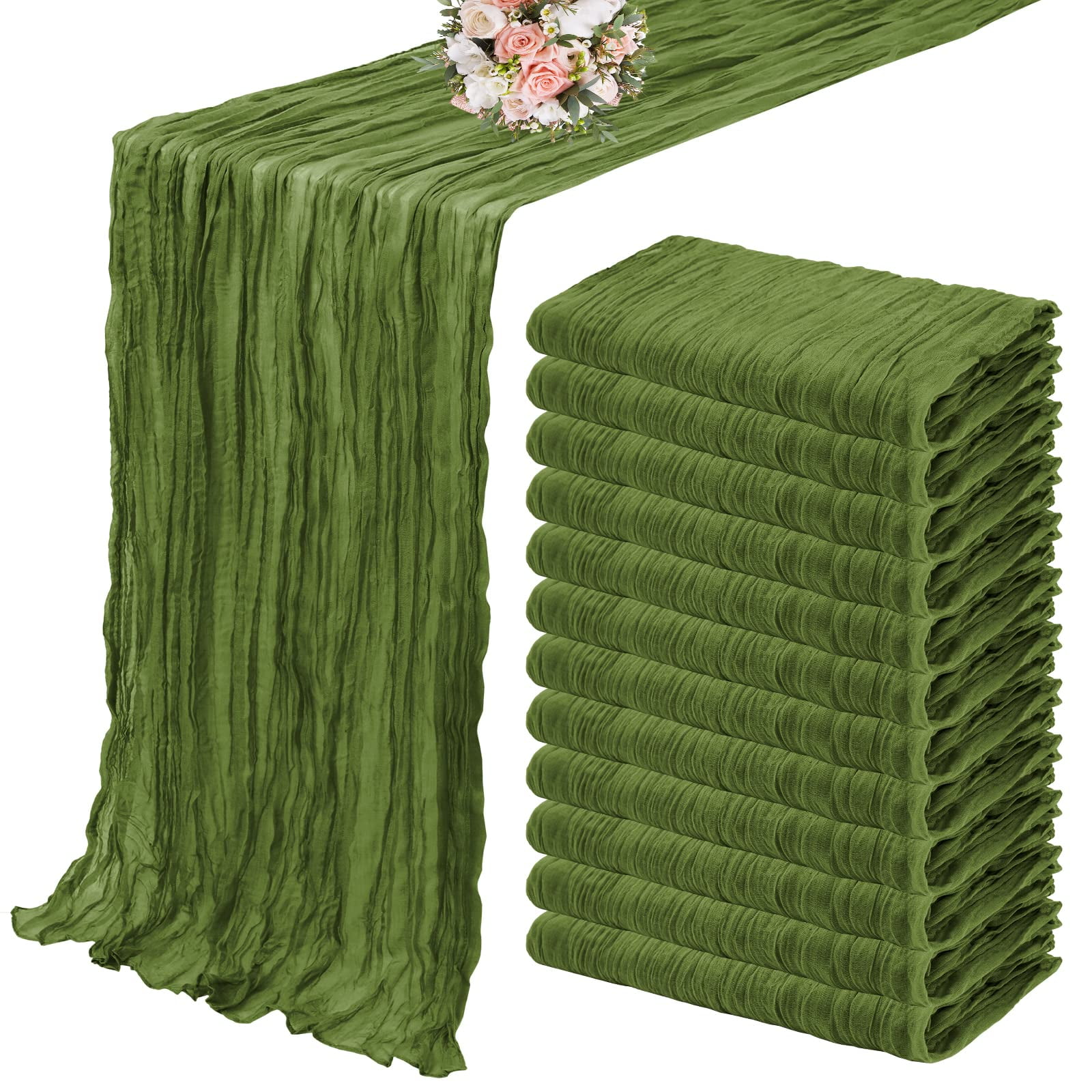 12 Pack 35 x 120 inch Long Boho Cheese Cloth Gauze Table Runners Semi ...