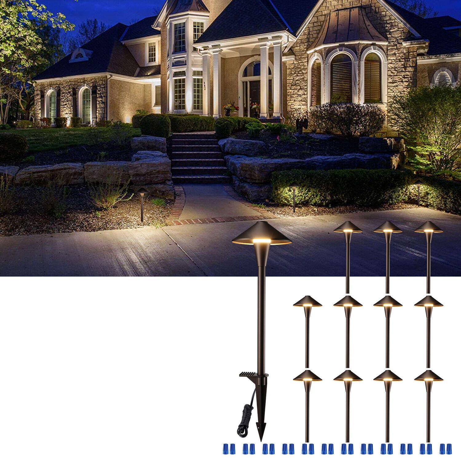 12 Pack 5CCT Low Voltage LED Landscape Pathway Light, Outdoor Lawn ...