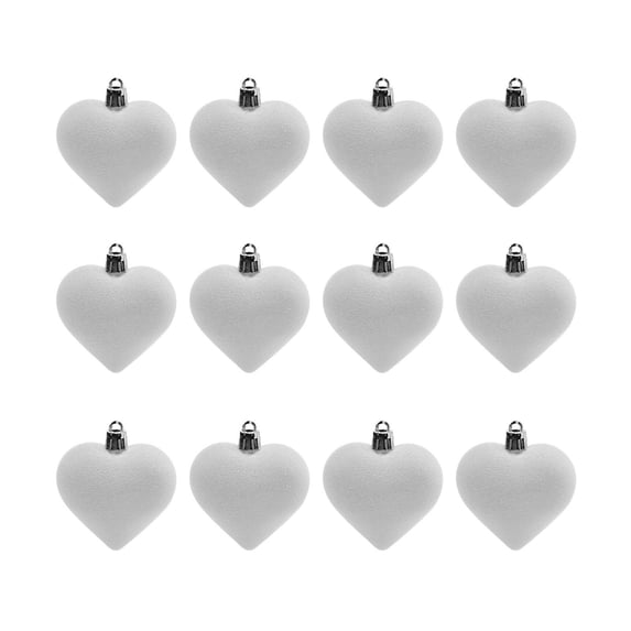 12 Pack 4.5cm Heart Shaped Decorative Ornaments Flocked Valentine ...