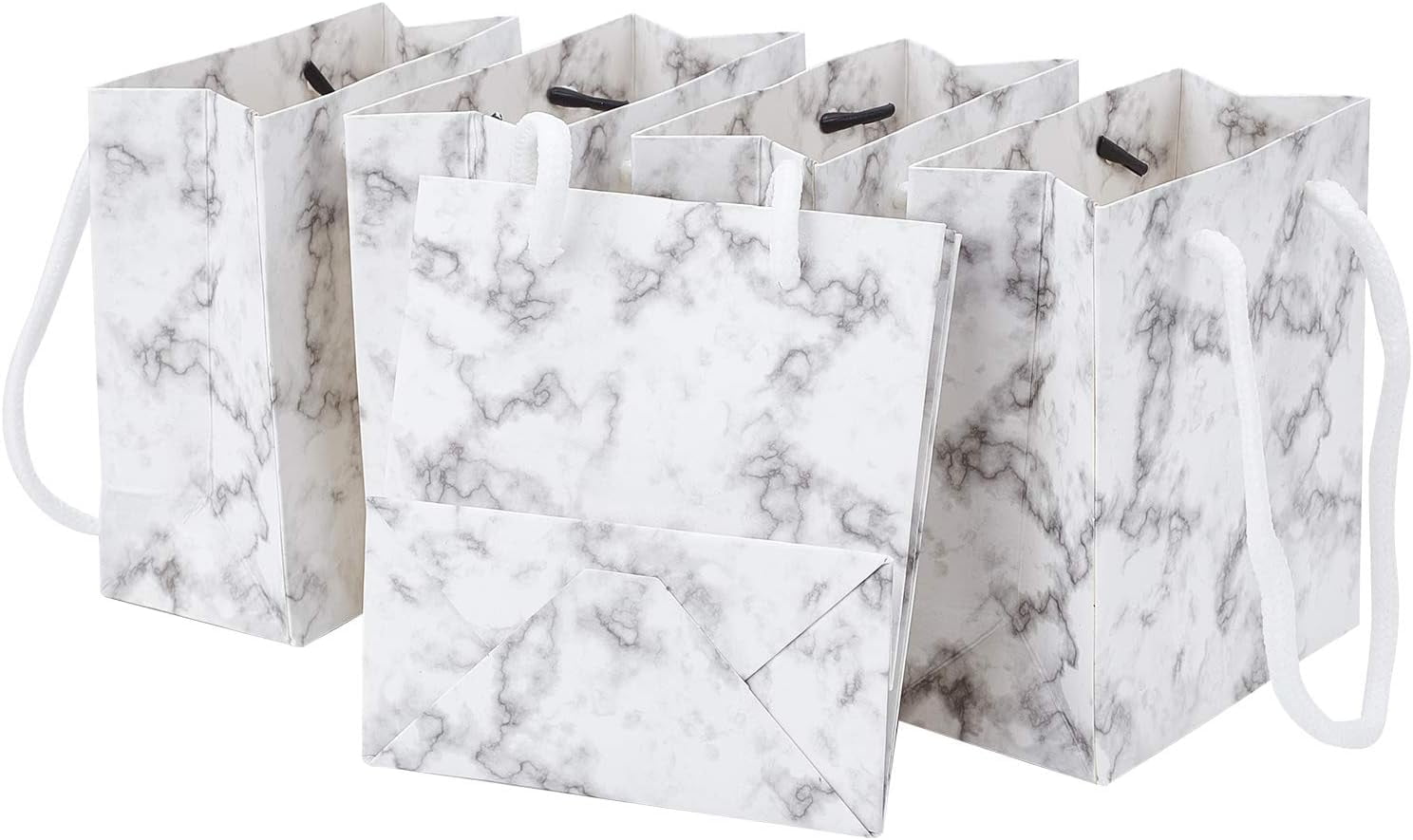 12 Pack 4.7x4.3x2.2 Inches Rectangle Marble White Paper Gift Shopping ...