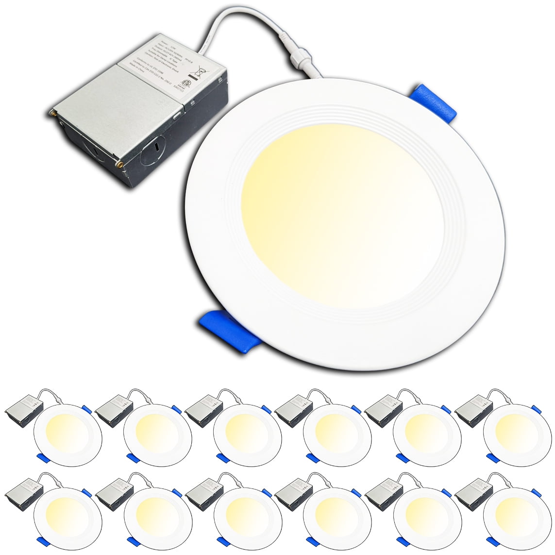 12 Pack 4.8" LED Dimmable Recessed LED Lights Retrofit Kit w/ 5 ...