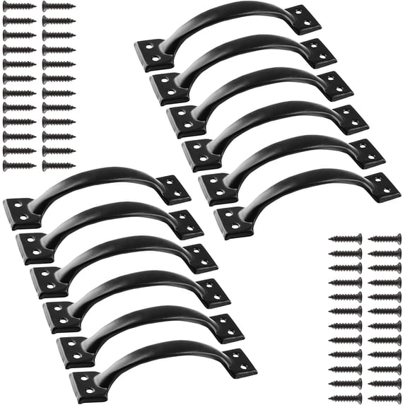 12 Pack 4 Inch Black Iron Gate Handle Pull with Screw for Professional ...
