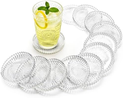 12 Pack 4 Inch Modern Clear Coaster Set, Round Pillar Candle Holder ...