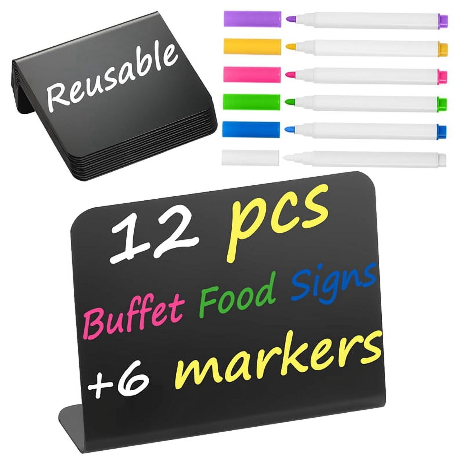 12 Pack 4 X3inch Small Food Labels for ,Buffet Food Signs for Birthday ...