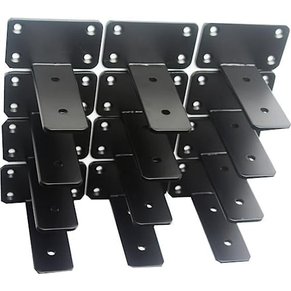 12 Pack - 4 inch Black Hidden L Shelf Bracket (1/5 Inch Thicked) Iron ...