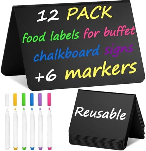 12 Pack 4"x3" Mini Chalkboard Signs for Party Buffet,Food Labels for ...