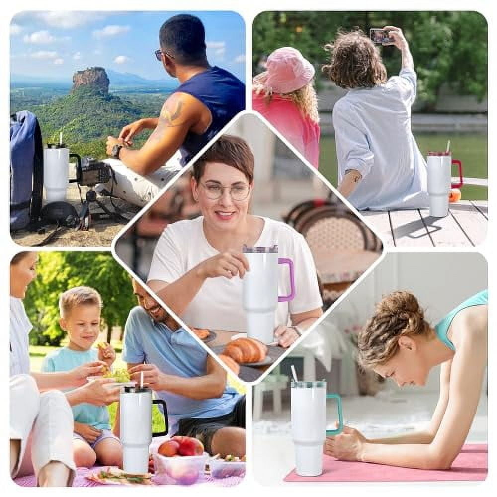 12 Pack 40 oz Sublimation Tumbler with Handle, Stainless Steel Sublimation Tumblers Blank with ...