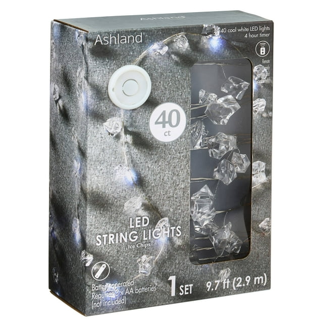 12 Pack: 40ct. Cool White LED Ice Chips String Lights by Ashland ...