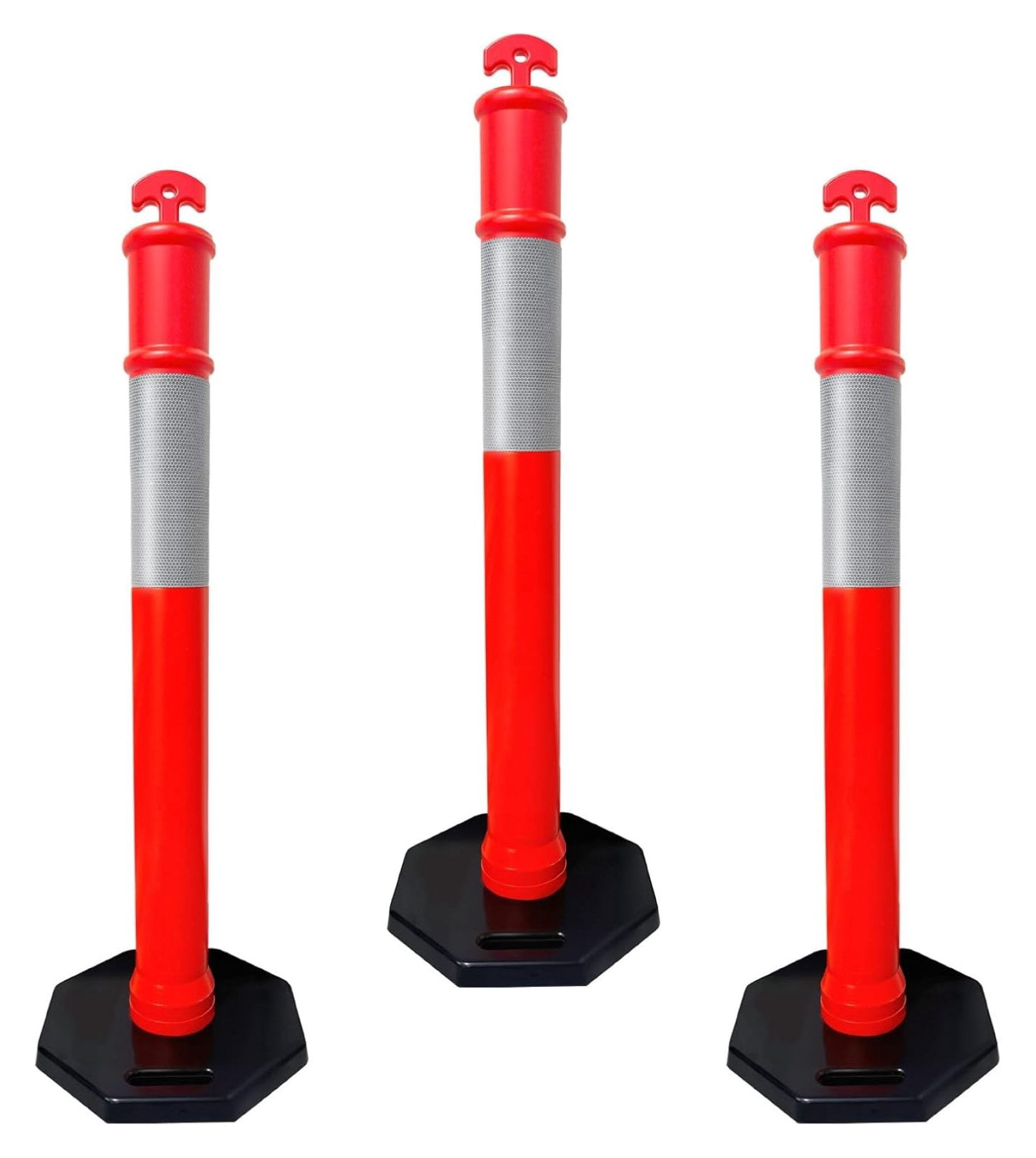 (12 Pack) 44" Tall Delineator Post Barrier Cones Black Heavy Duty ...