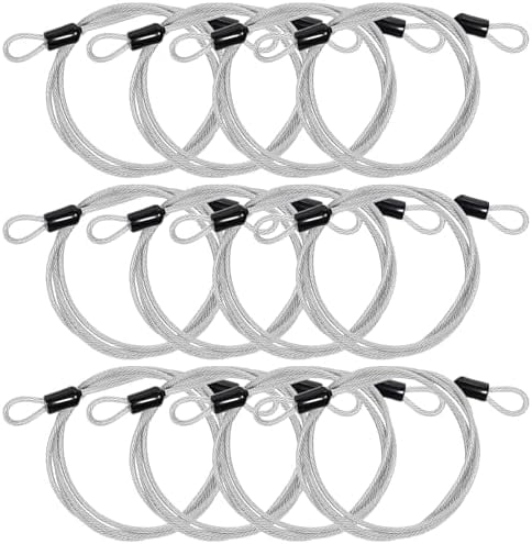 12 Pack 4FT/48Inch Security Cable Lock 3mm Steel Cable with Loops ...