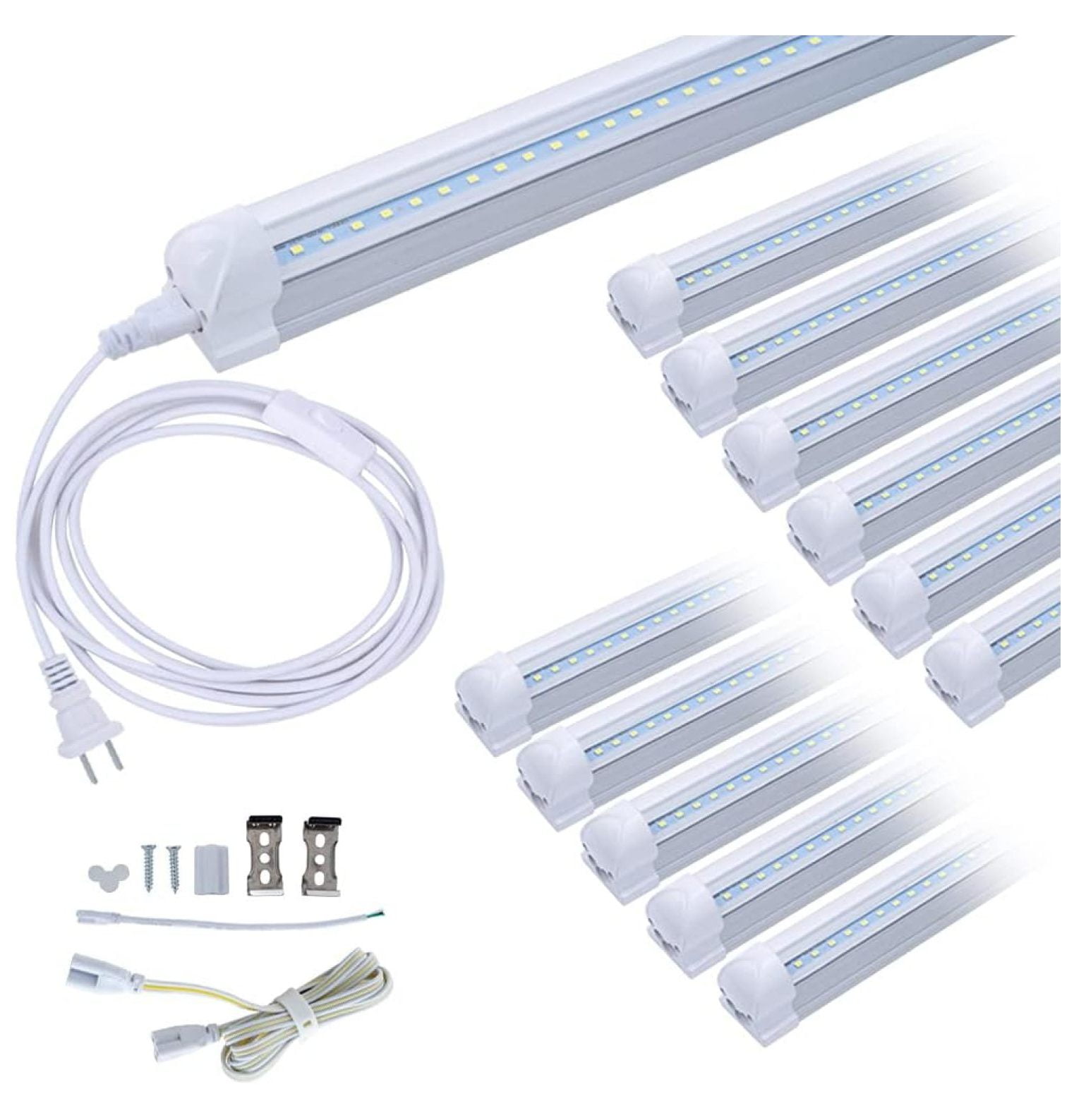 12-Pack 4FT T8 Led Integrated Tube Light Fixture 24W Bright White 6000K ...