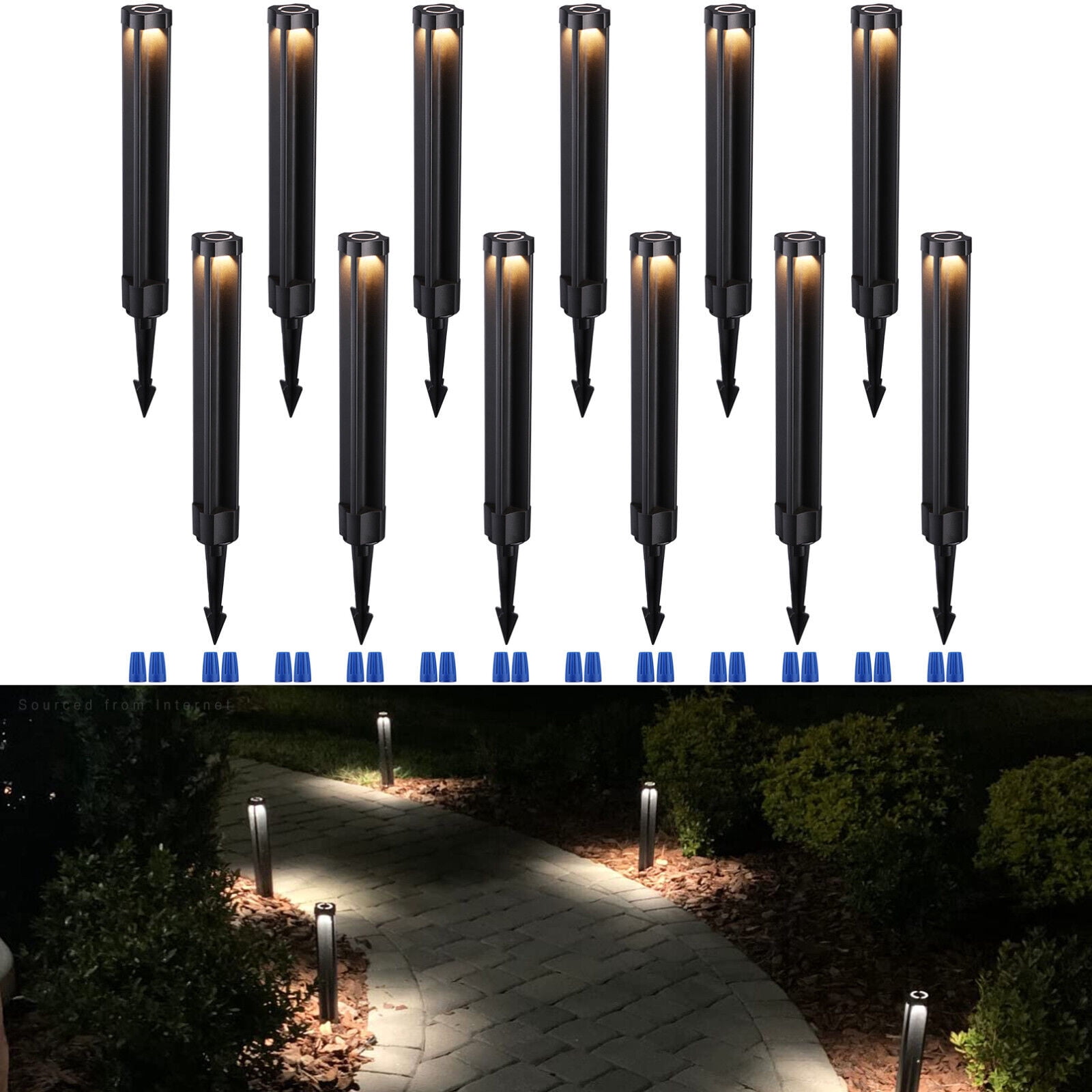 12 Pack 4W 12V Low Voltage LED Landscape Pathway Lights, Die-Casted ...