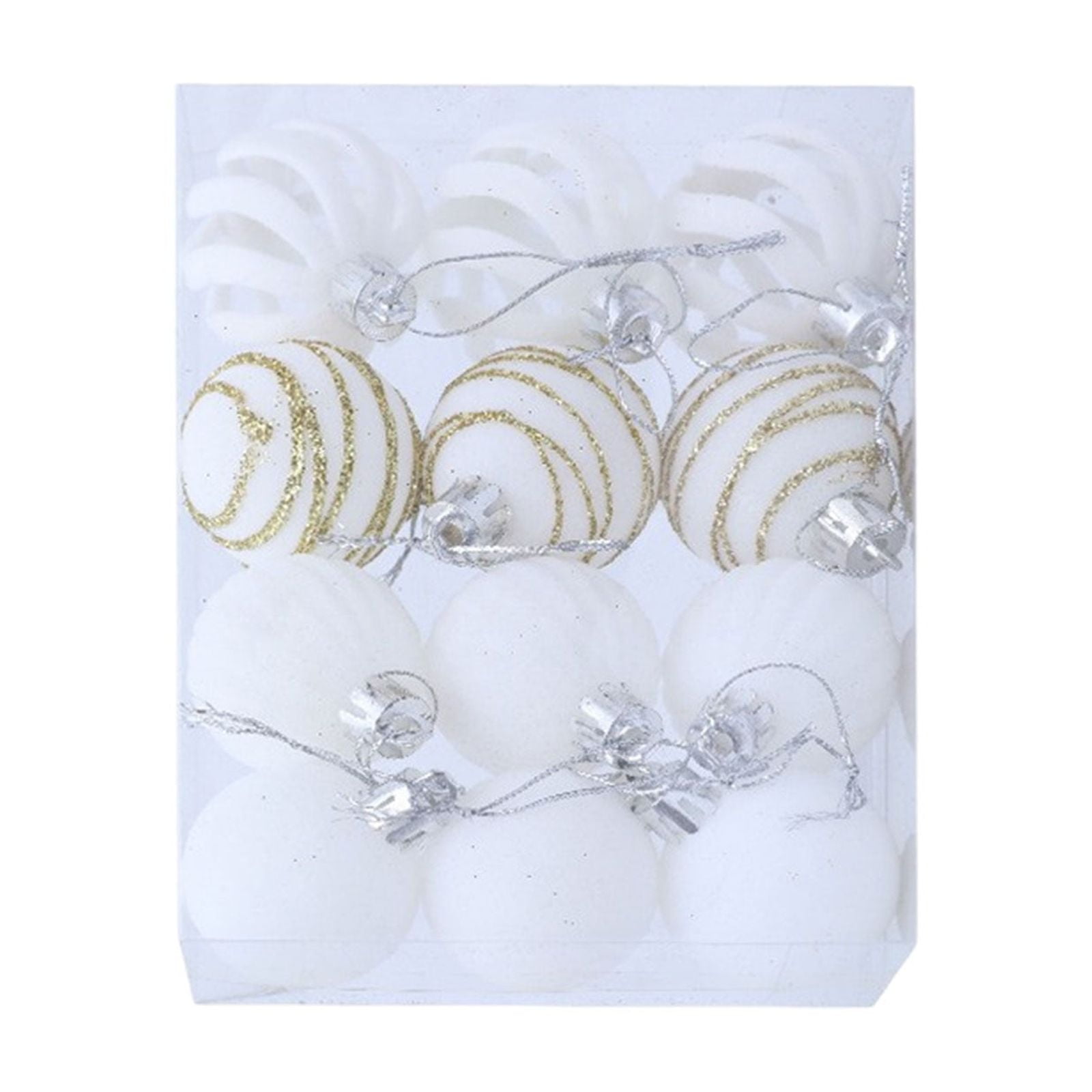 12 Pack 4cm Flocking Christmas Balls Set, Multi Style Christmas Tree ...