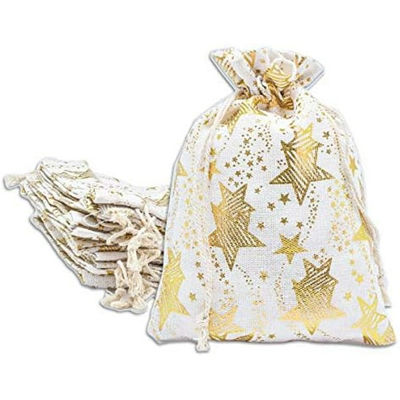 12-Pack 4x6 Reusable Cotton Canvas Muslin Gift Bags w. Drawstrings ...