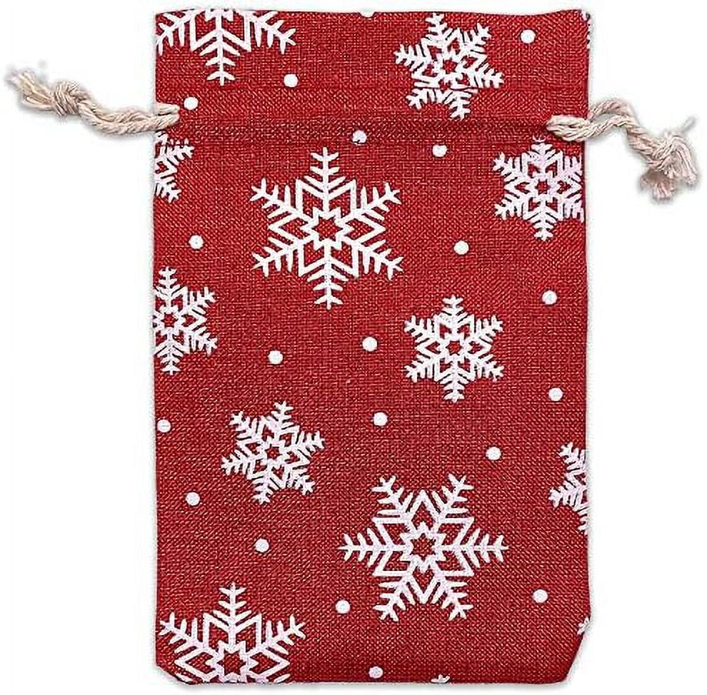 12-Pack 4x6 Reusable Red Jute Burlap Gift Bags w. Drawstrings ...