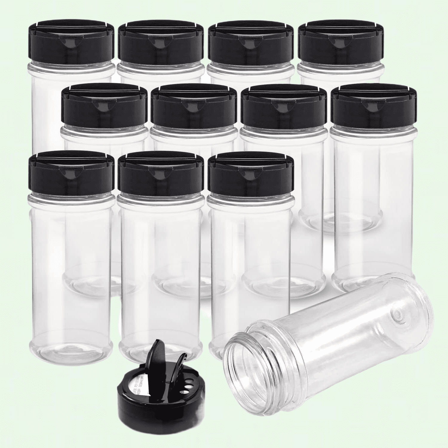 12 Pack 5.5 Oz Plastic Spice Jars, Clear Containers with Shaker Lids ...