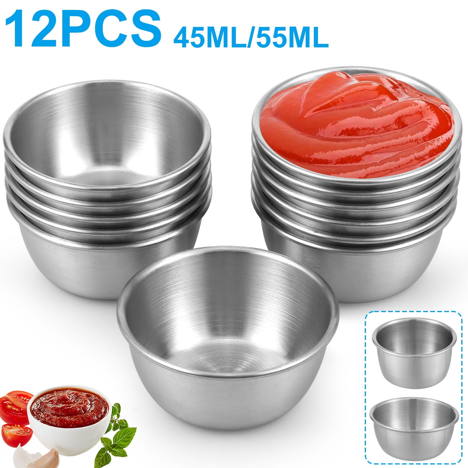 Lieonvis 12 Pack 5.5 cm Stainless Steel Sauce Dishes Mini Individual ...